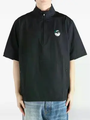 MALBON Zip Embroidered Short Sleeve High Neck T-shirt