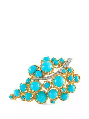 LB EXCLUSIVE Diamond And Turquoise Brooch - Gold