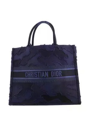 Dior Camouflage Embroidered Canvas Large Book Tote - Black