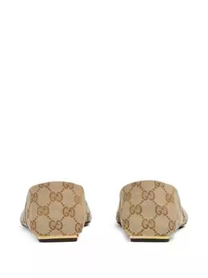 Gucci Vittoria Gg-pattern Ballet Flats With Horsebit Detail - Neutrals