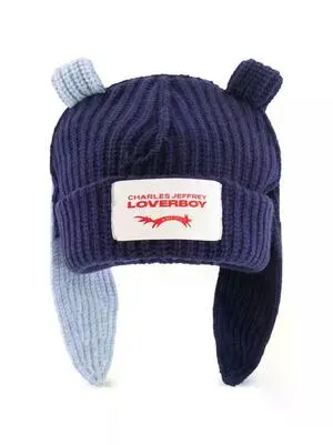 CHARLES JEFFREY Chunky Knit Beanie - Blue