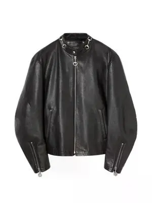 Gucci Horsebit-detail Leather Biker Jacket - Black