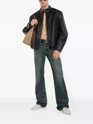 Gucci Horsebit-detail Leather Biker Jacket - Black