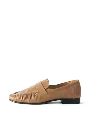 REJINA PYO Ruched Leather Loafers - Brown