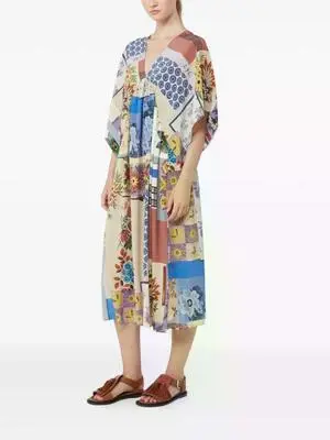 Max Mara Chine Floral-patchwork Midi Dress