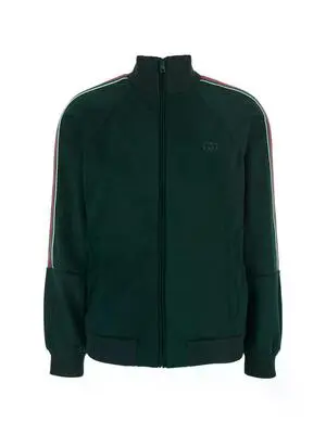 Gucci Embroidered-logo Zipped Sweatshirt - Green