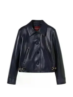 Gucci Horsebit Notched Leather Jacket