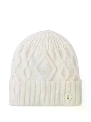 Bogner Jamila Cable-knit Logo-patch Beanie Hat - White