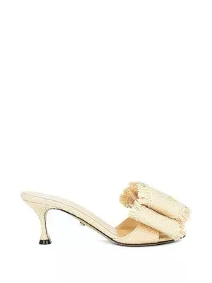Mach & Mach Fringed Raffia Sandals