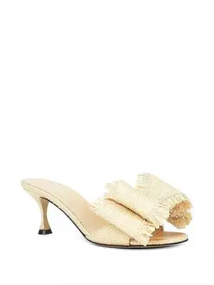 Mach & Mach Fringed Raffia Sandals