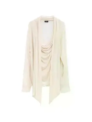 Atlein Draped Open Blouse - Neutrals