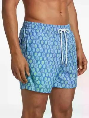 Fedeli Printed Swimming Shorts - Blue