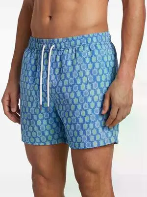 Fedeli Printed Swimming Shorts - Blue
