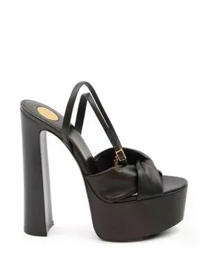 Saint Laurent Franciane Crossed-strap Platform Sandals - Brown