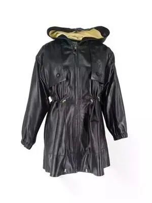 Sandro Leather Trench Coat - Black