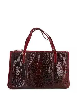 Vintage Croc-embossed Shoulder Bag - Red