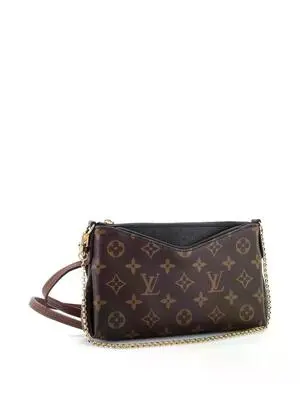 LOUIS VUITTON Pallas Monogram Canvas Leather Clutch Bag - Brown