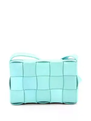 Bottega Veneta Cassette Maxi Intrecciato Leather Crossbody Bag - Blue