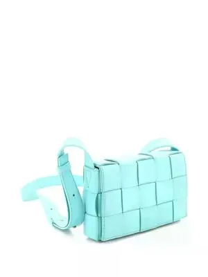 Bottega Veneta Cassette Maxi Intrecciato Leather Crossbody Bag - Blue