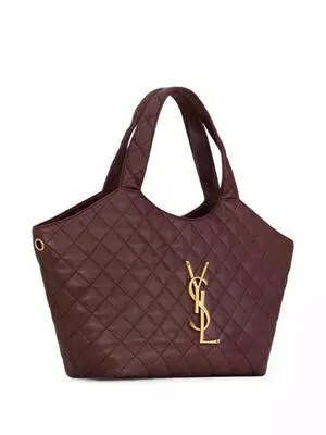 Saint Laurent Quilted Logo Leather Shopping Tote Red