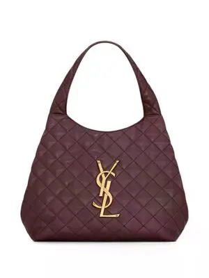Saint Laurent Quilted Logo Leather Shopping Tote - Red