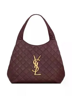 Saint Laurent Quilted Logo Leather Shopping Tote - Red