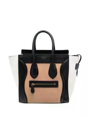 Celine 2013 Micro Tricolor Leather Luggage Tote Handbag - Brown