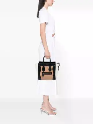Celine 2013 Micro Tricolor Leather Luggage Tote Handbag - Brown