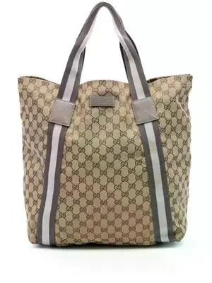 Gucci Gg Canvas Web Tote Bag - Brown