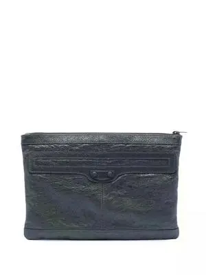 Balenciaga 2017 Lambskin Motocross Classic Clip M Clutch Bag - Black