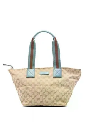 Gucci Gg Canvas Web Tote Bag - Brown