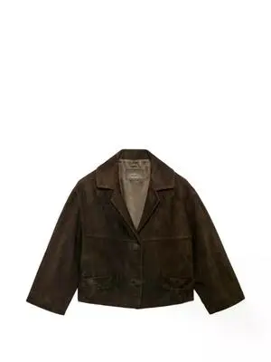 Prada Cropped Suede Jacket - Brown