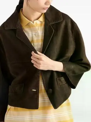 Prada Cropped Suede Jacket - Brown