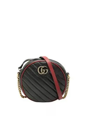 Gucci Mini Gg Marmont Matelasse Leather Torchon Round Crossbody Bag - Black