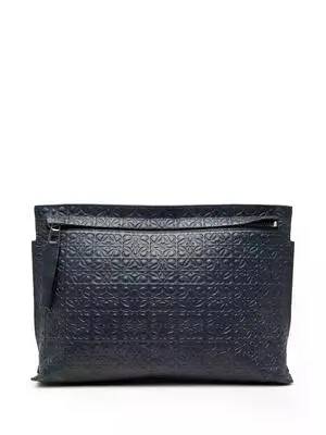Loewe 2015 Embossed Anagram Leather T Clutch - Blue
