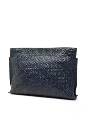Loewe 2015 Embossed Anagram Leather T Clutch - Blue