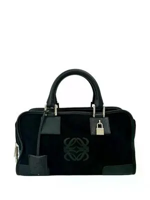Loewe 2021 Suede Amazona 28 Handbag - Black