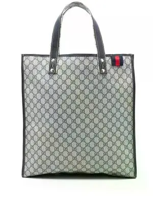 Gucci Gg Supreme Web Tote Bag - Brown