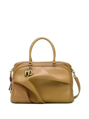 Marc Jacobs Logo-Charm Leather Tote Bag Brown