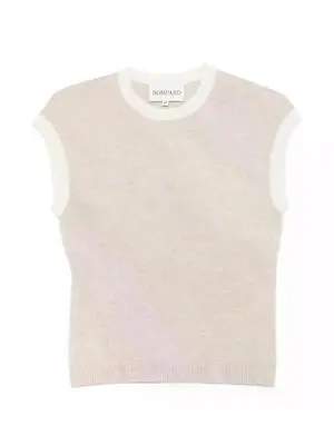 Eric Bompard Short-sleeve Vest With Ribbed Trims - Neutrals