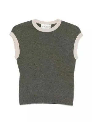 Eric Bompard Contrast-trim Short-sleeve Sweater - Green