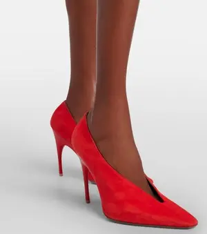 Balenciaga Duchesse Suede Pumps - Red