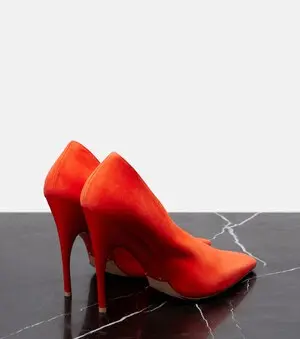 Balenciaga Duchesse Suede Pumps - Red