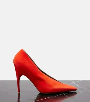 Balenciaga Duchesse Suede Pumps - Red