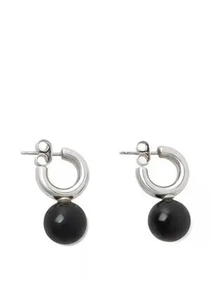 LEMAIRE Onyx Sphere Hoop Earrings - Silver
