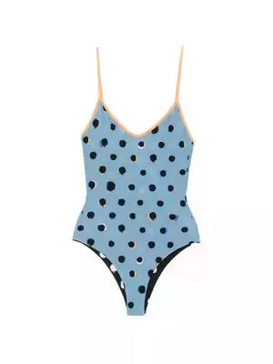 Fendi Polka Dot Print Swimsuit - Blue
