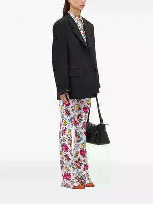 MSGM Floral Flared Trousers - White