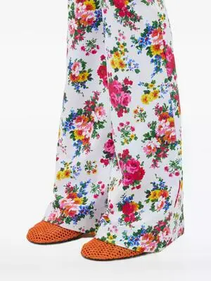 MSGM Floral Flared Trousers - White