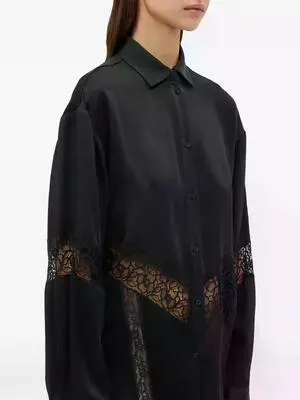 MSGM Lace Panel Long Sleeve Shirt