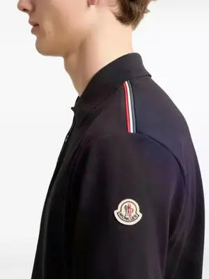 Moncler Logo-patch Striped-trim Polo Shirt